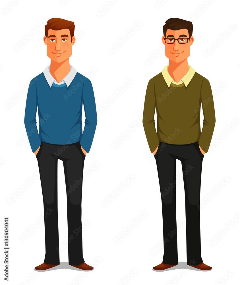 cartoon illustration of a friendly young man in casual clothes Stock ...