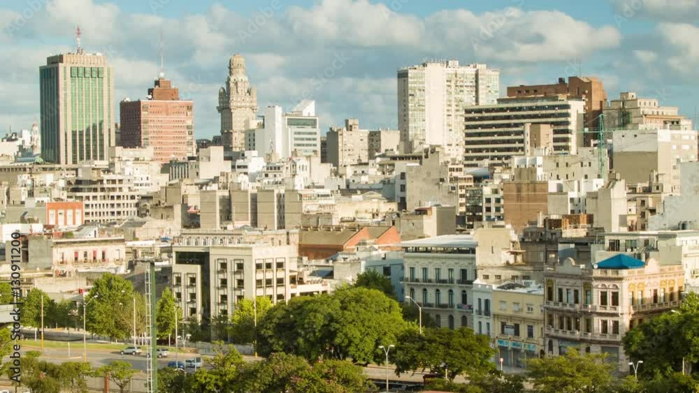Montevideo Uruguay Capital City Skyline at Sunset during Summer in ...