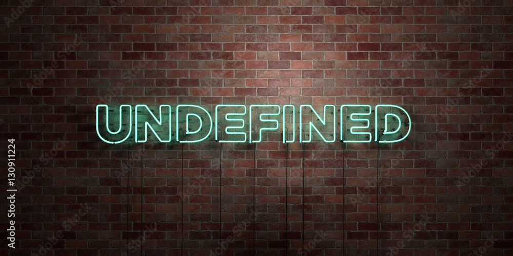 UNDEFINED - fluorescent Neon tube Sign on brickwork - Front view - 3D ...