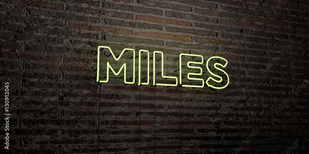 MILES -Realistic Neon Sign on Brick Wall background - 3D rendered ...