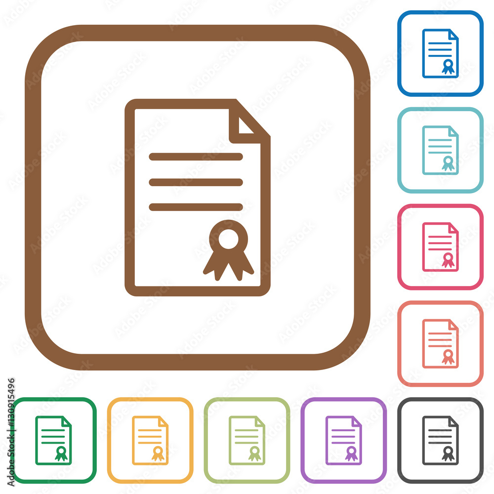 Certificate document simple icons Stock Vector | Adobe Stock