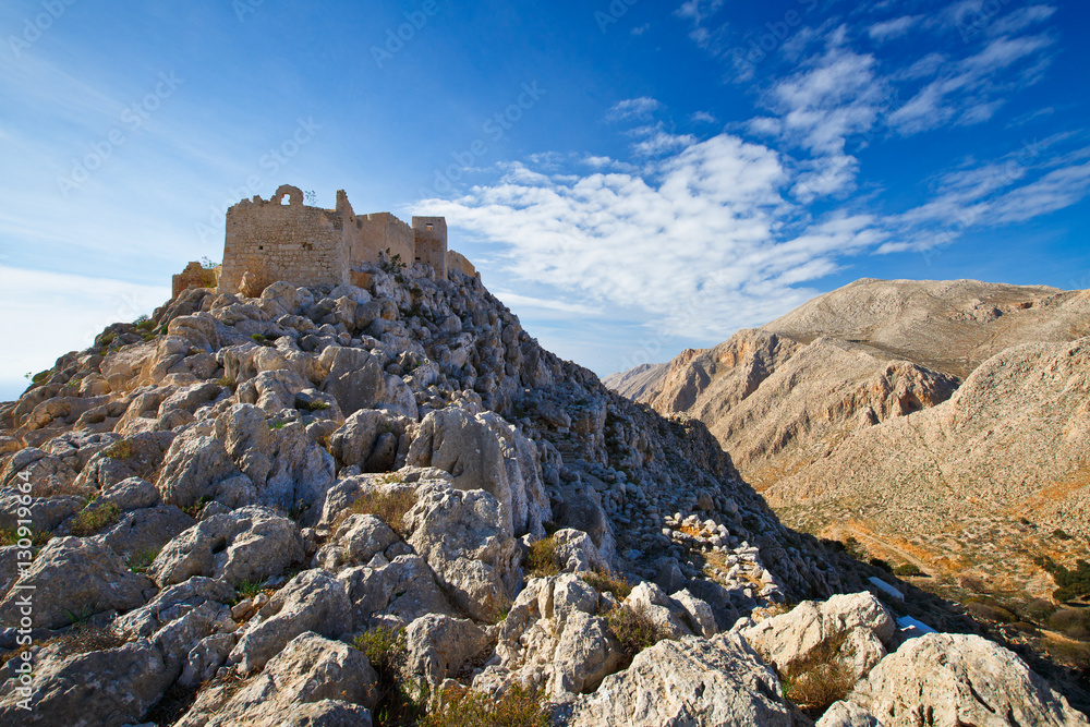 Old castle on Halki island in Dodecanese archipelago, Greece. Stock ...