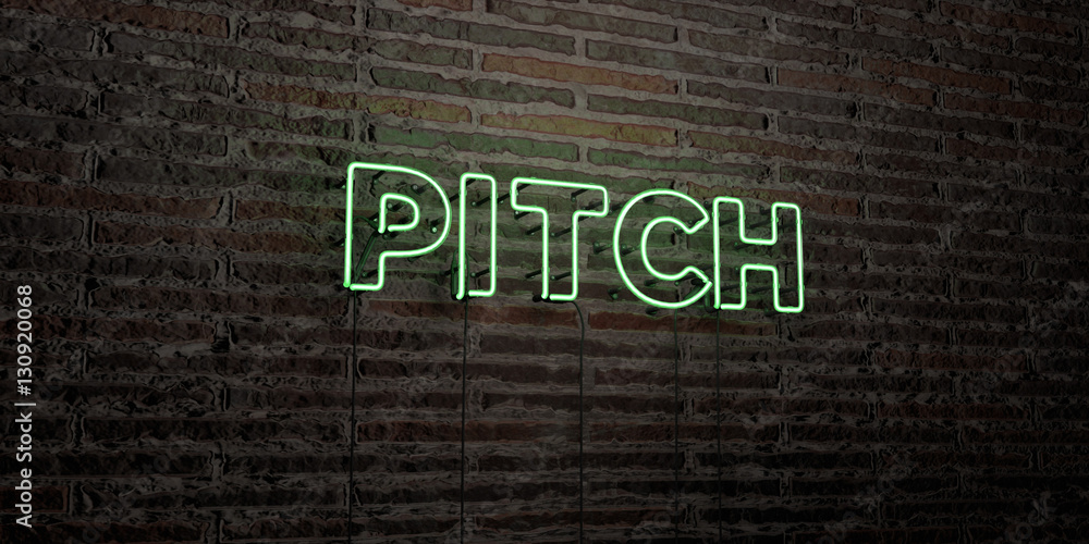 PITCH -Realistic Neon Sign on Brick Wall background - 3D rendered ...