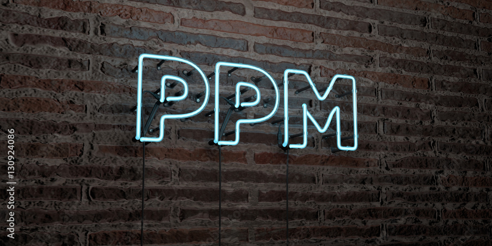 PPM -Realistic Neon Sign on Brick Wall background - 3D rendered royalty ...