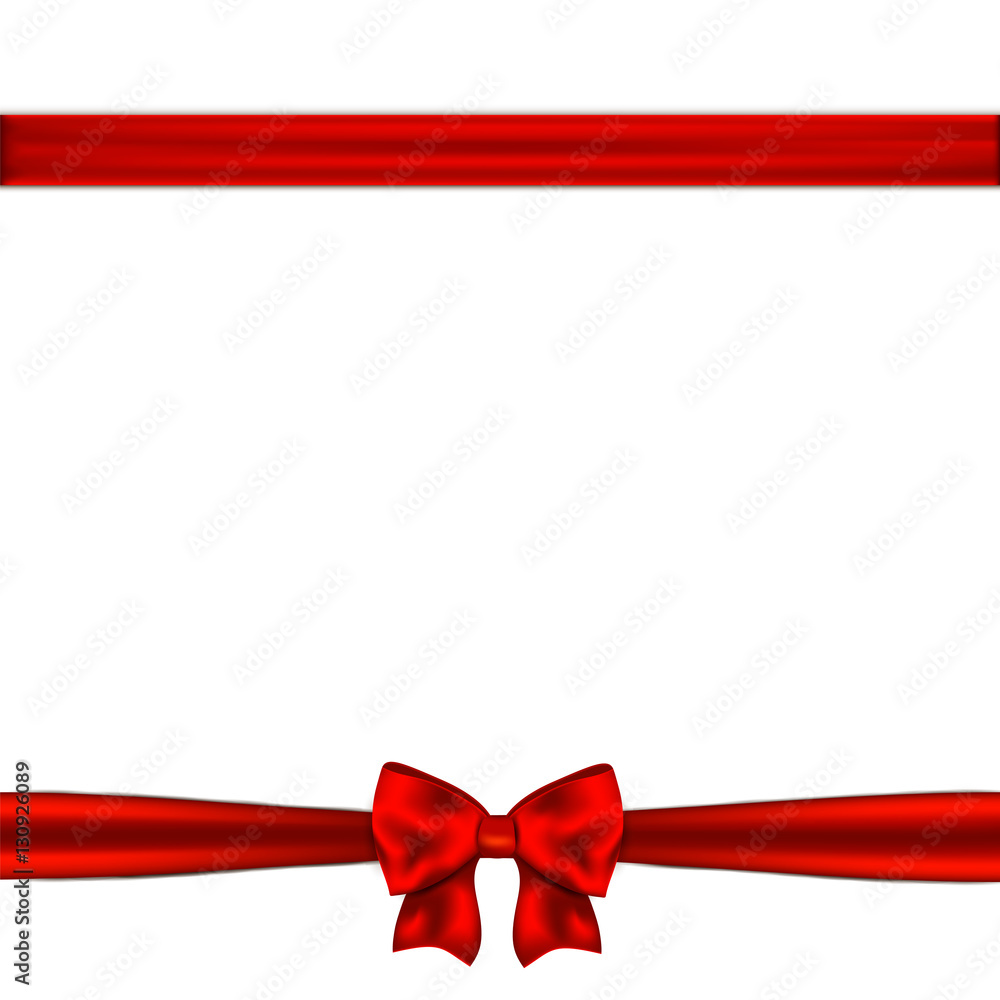 Red ribbon bow horizontal border Stock Vector | Adobe Stock