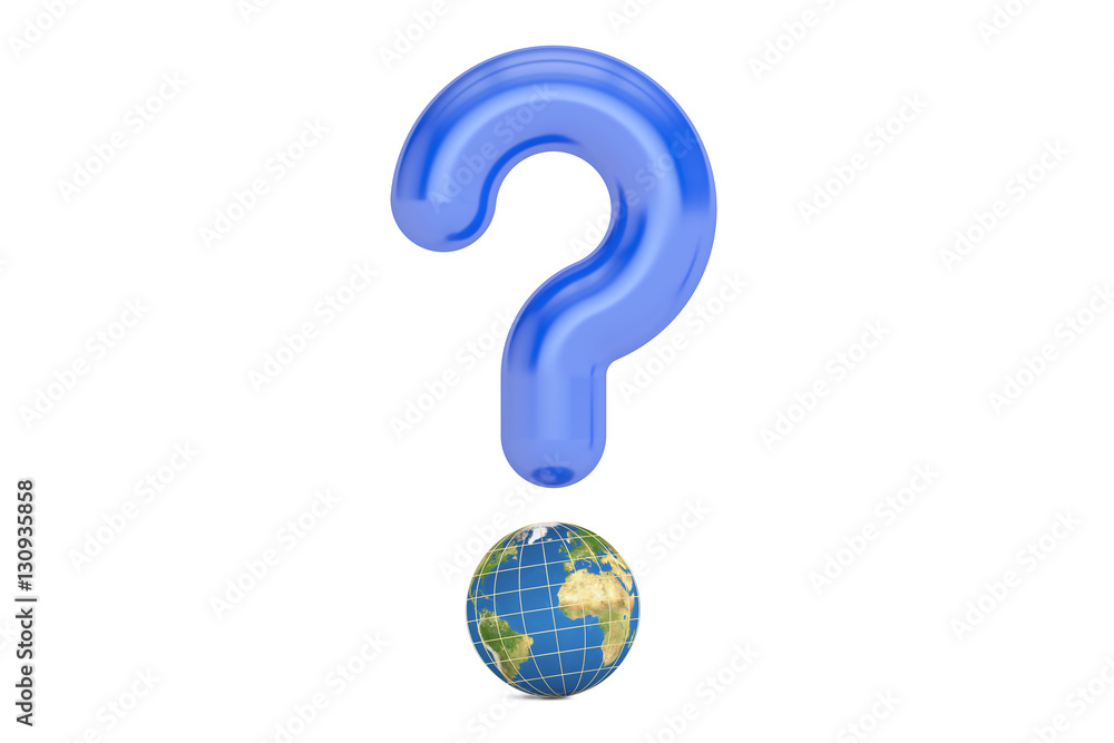 Question Mark with World, 3D rendering Stock Illustration | Adobe Stock