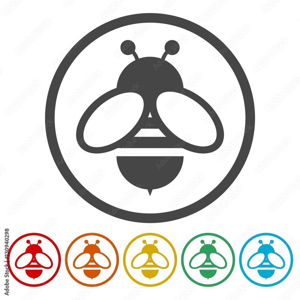 Bee icons set Stock Vector | Adobe Stock