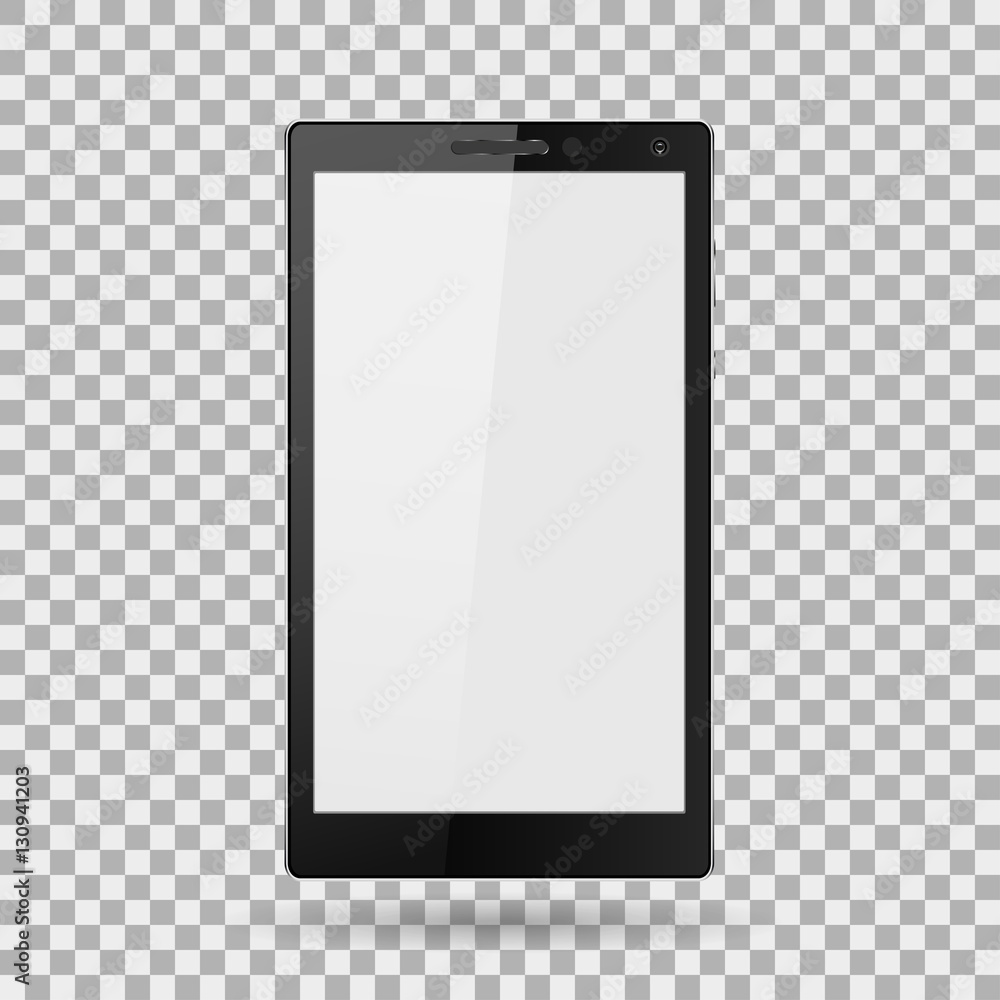 smartphone realistic, mobile phone with a blank screen, on isolate ...