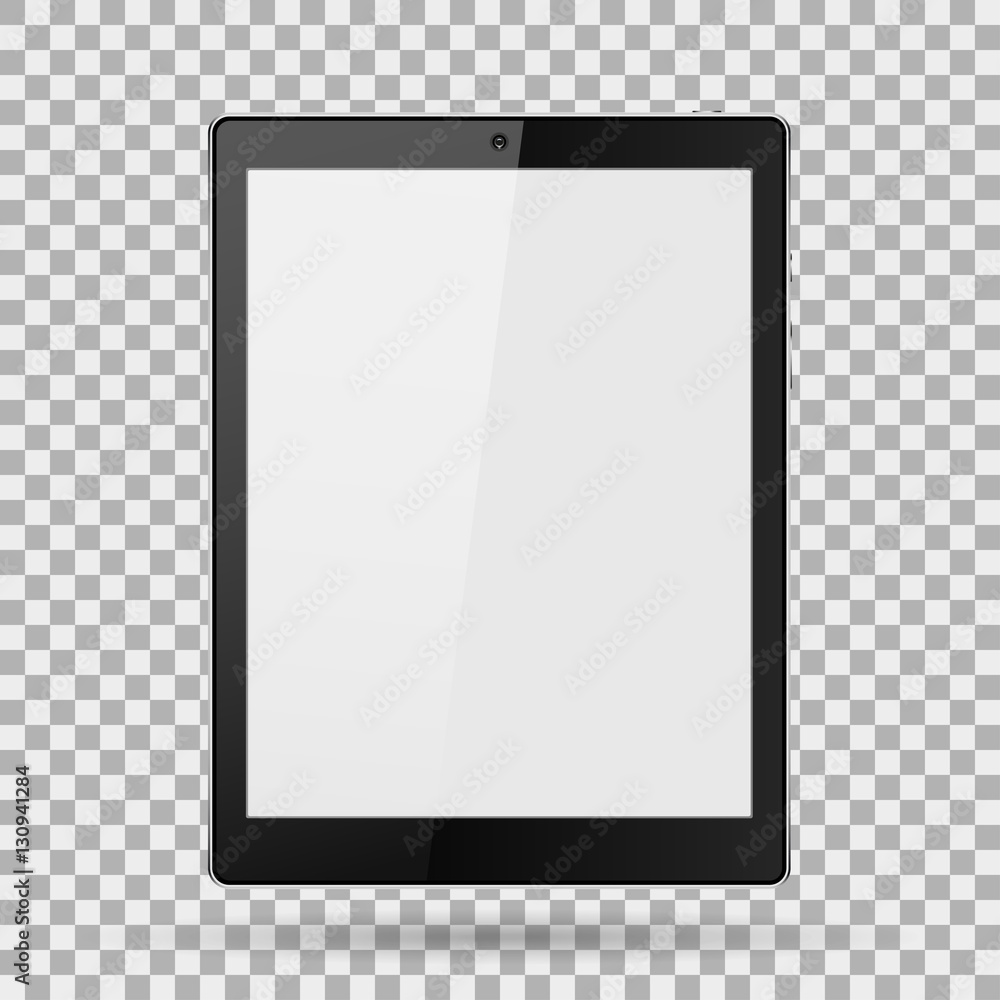 tablet realistic with blank screen on isolate background with shadow ...