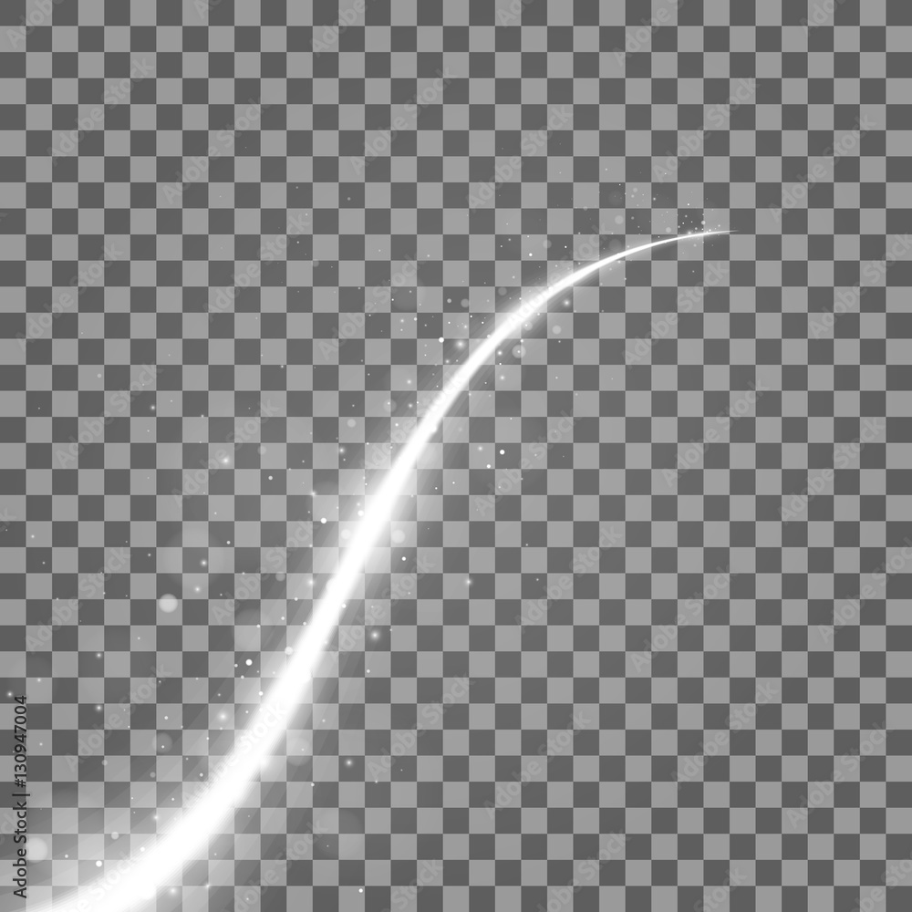 Moving line with light effects. Isolated on transparent background ...