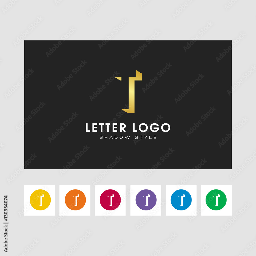 T shadow letter logo. gold color and some other colors Stock ...