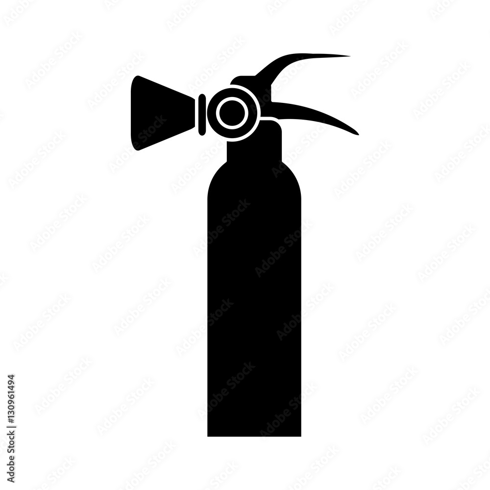 silhouette fire extinguisher equipment fire help vector illustration ...