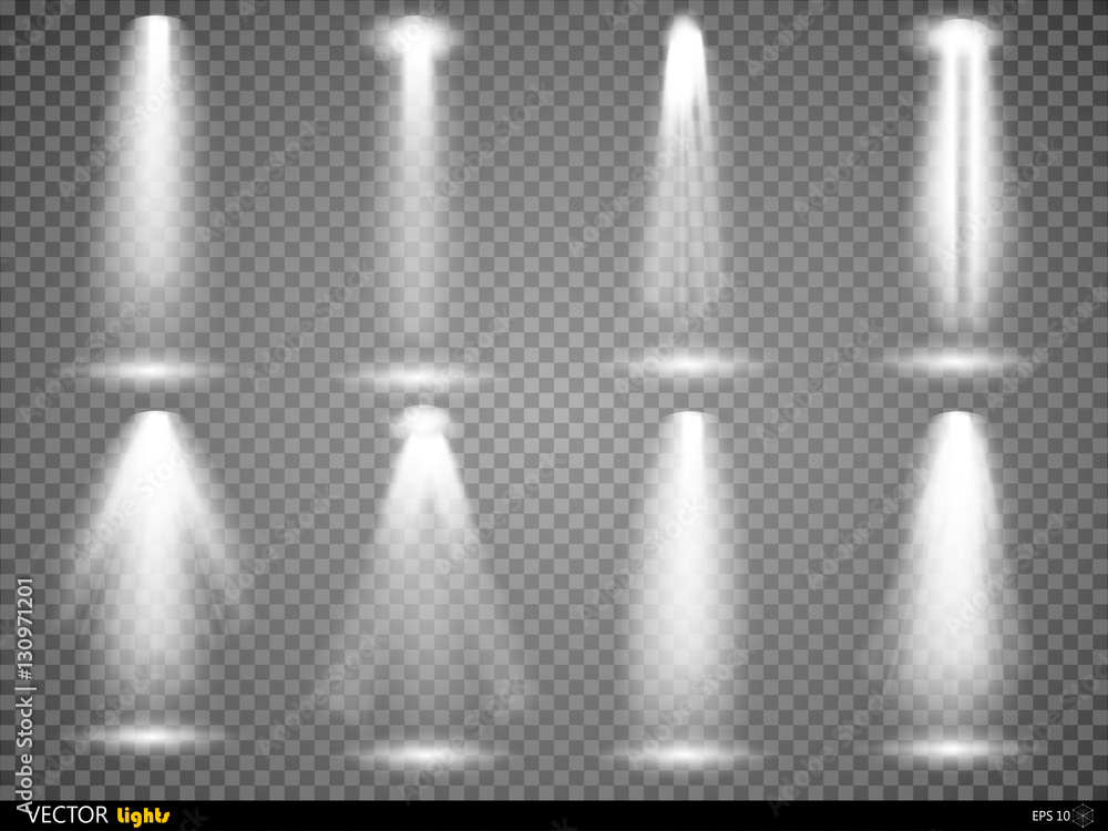 Vector light sources, concert lighting, stage spotlights set. Concert ...
