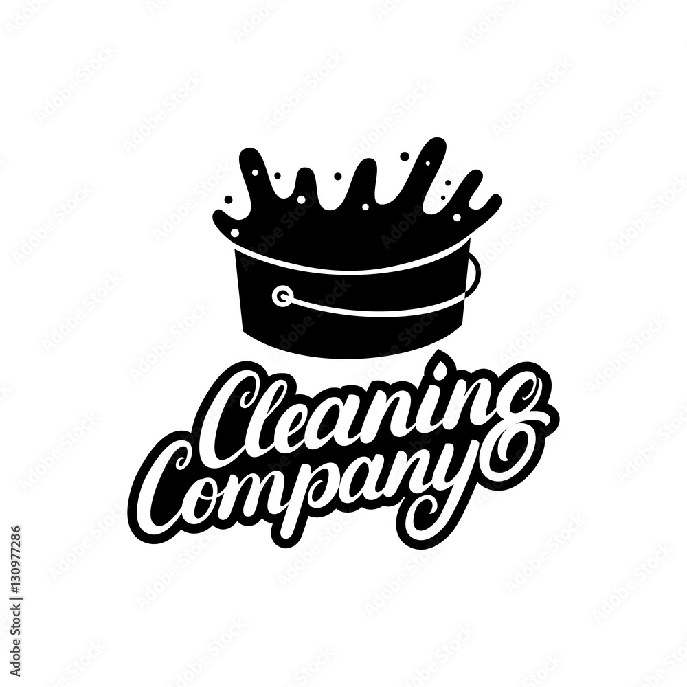 Hand written lettering Cleaning Company logo, label, badge, emblem ...
