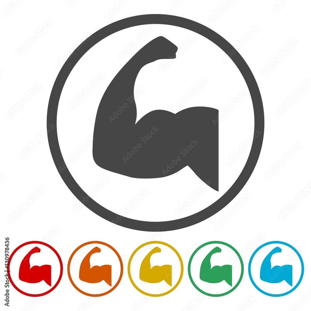 Strong arm icons set Stock Vector | Adobe Stock