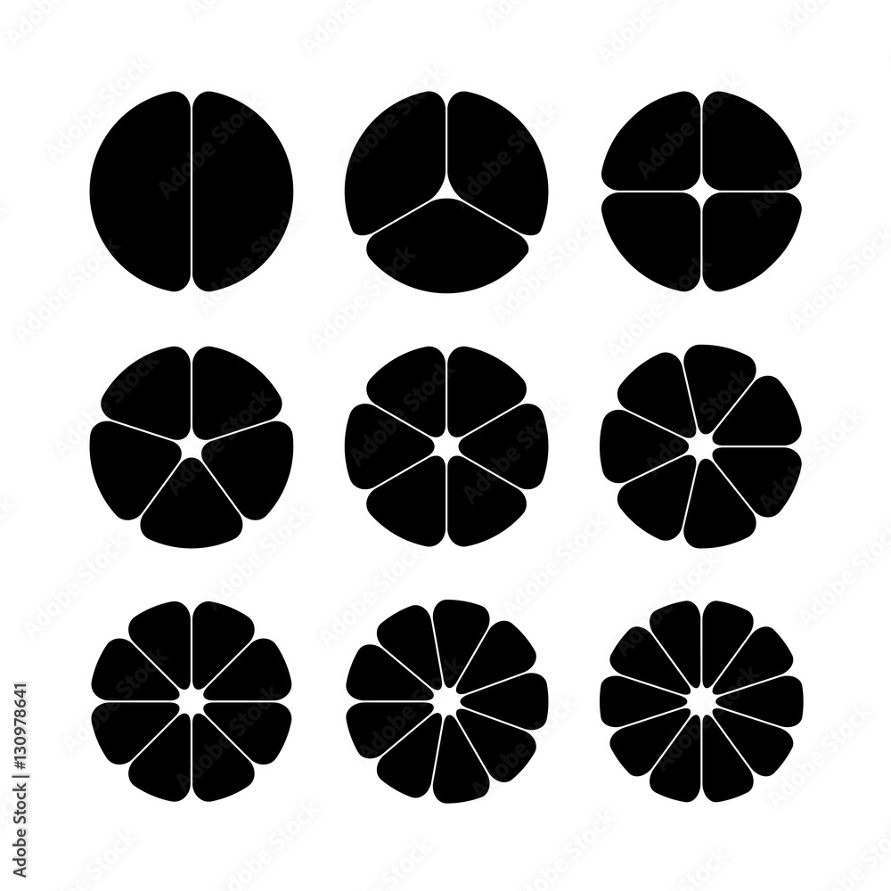 Circle segments set. Black with rounded corners. Stock Vector | Adobe Stock
