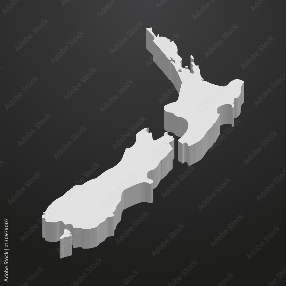 New Zealand map in gray on a black background 3d Stock Vector | Adobe Stock