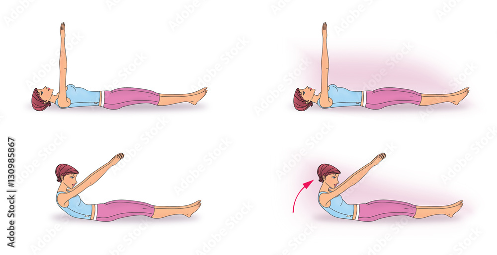 Exercise to strengthen the abdominal, Girl in a supine making exercise ...