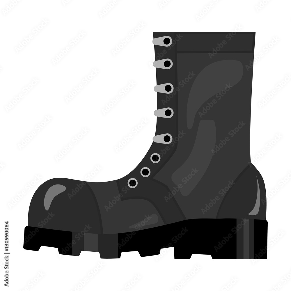 Army combat boots icon in monochrome style isolated on white background ...