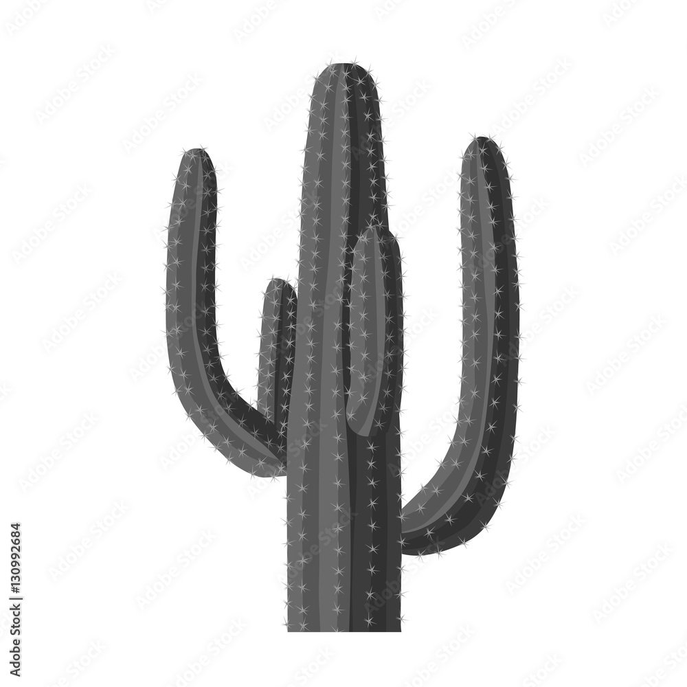 Mexican cactus icon in monochrome style isolated on white background ...