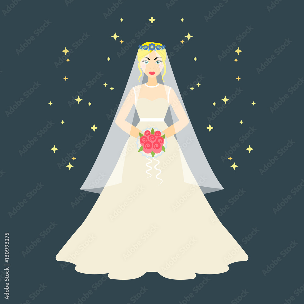 Bride icon in cartoon style isolated on white background. Bride symbol ...