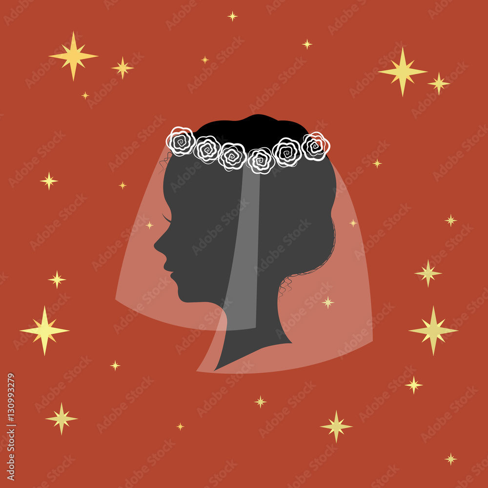 Bridal veil icon in cartoon style isolated on white background. Bride ...
