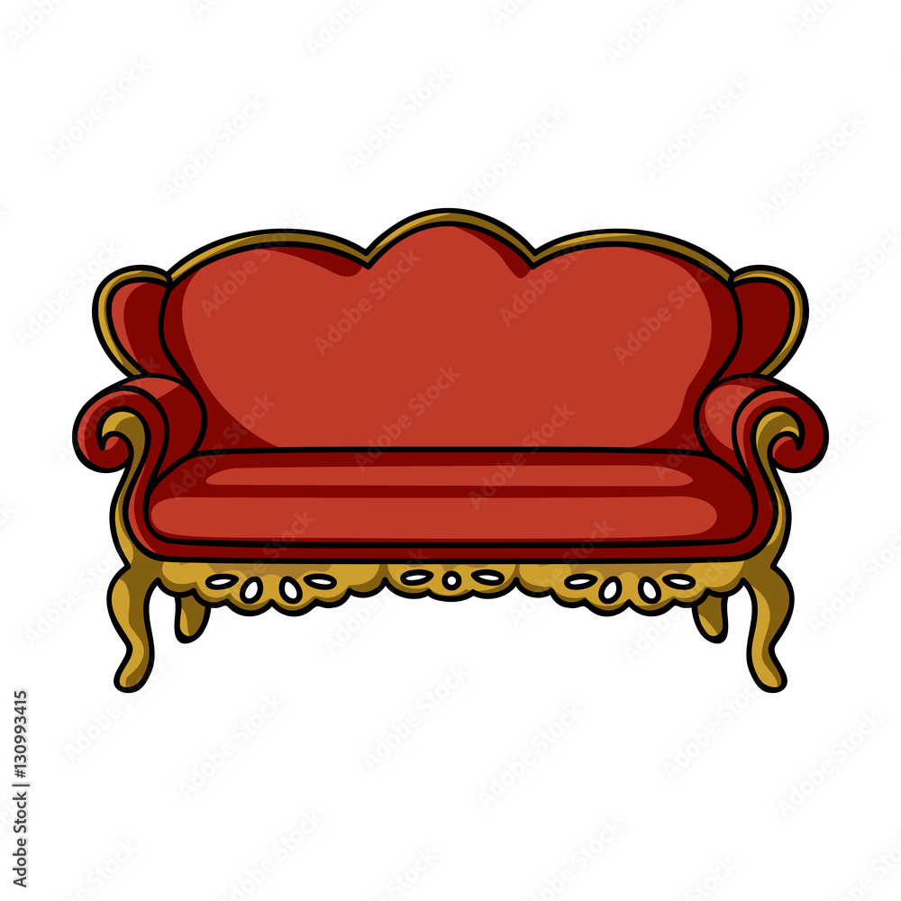 Vintage sofa icon in cartoon style isolated on white background ...