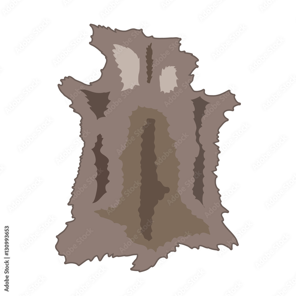 Animal hide icon in cartoon style isolated on white background. Stone ...