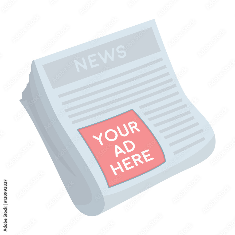 Classified ads in newspaper icon in cartoon style isolated on white ...