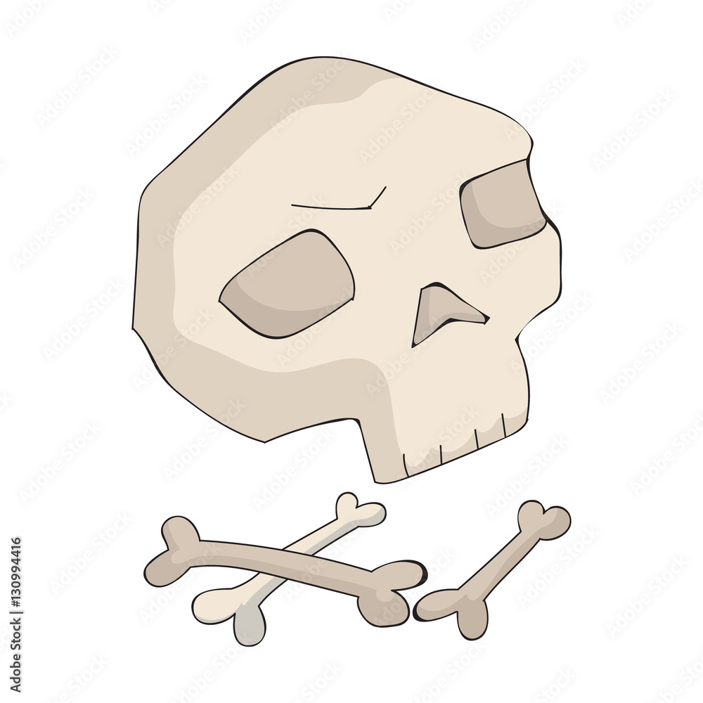 Human ancient bones icon in cartoon style isolated on white background ...