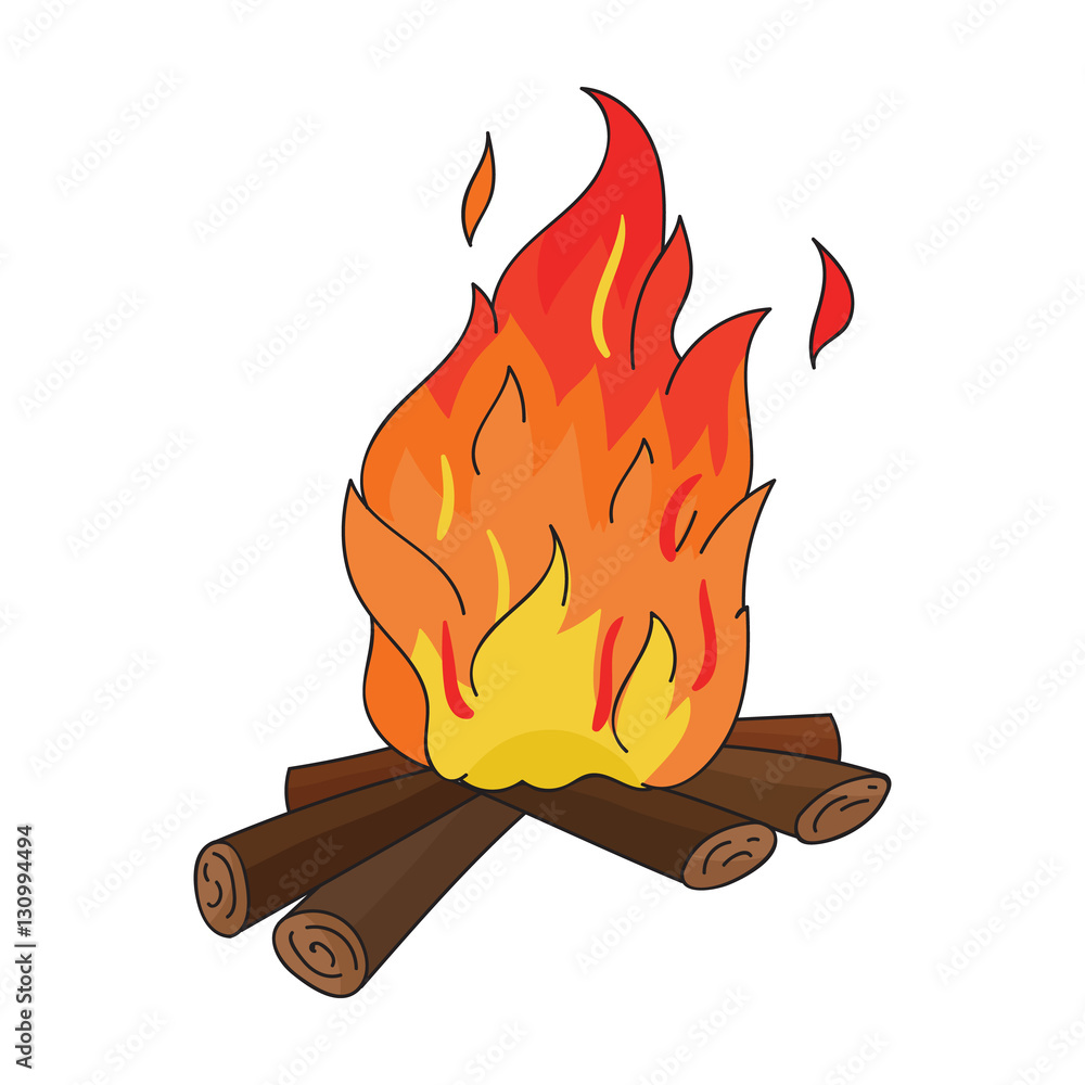 Campfire of stone age icon in cartoon style isolated on white ...