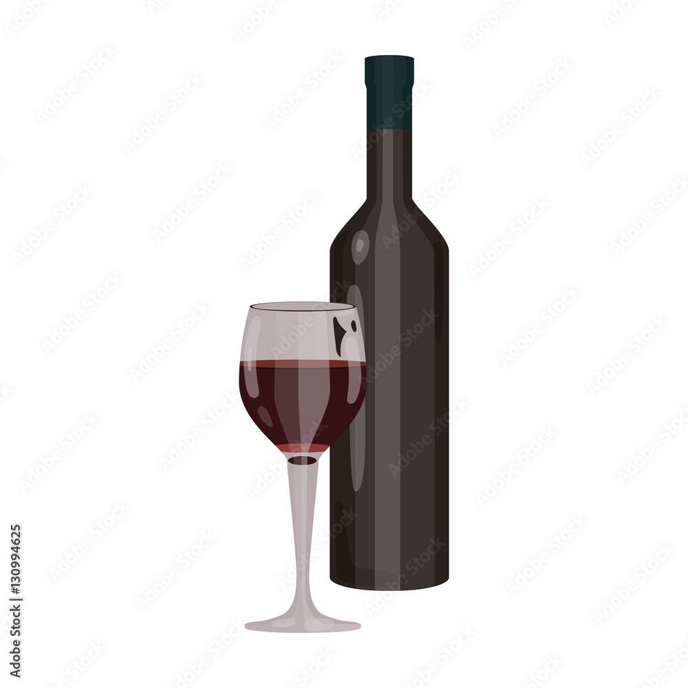 Red wine icon in cartoon style isolated on white background. Greece ...