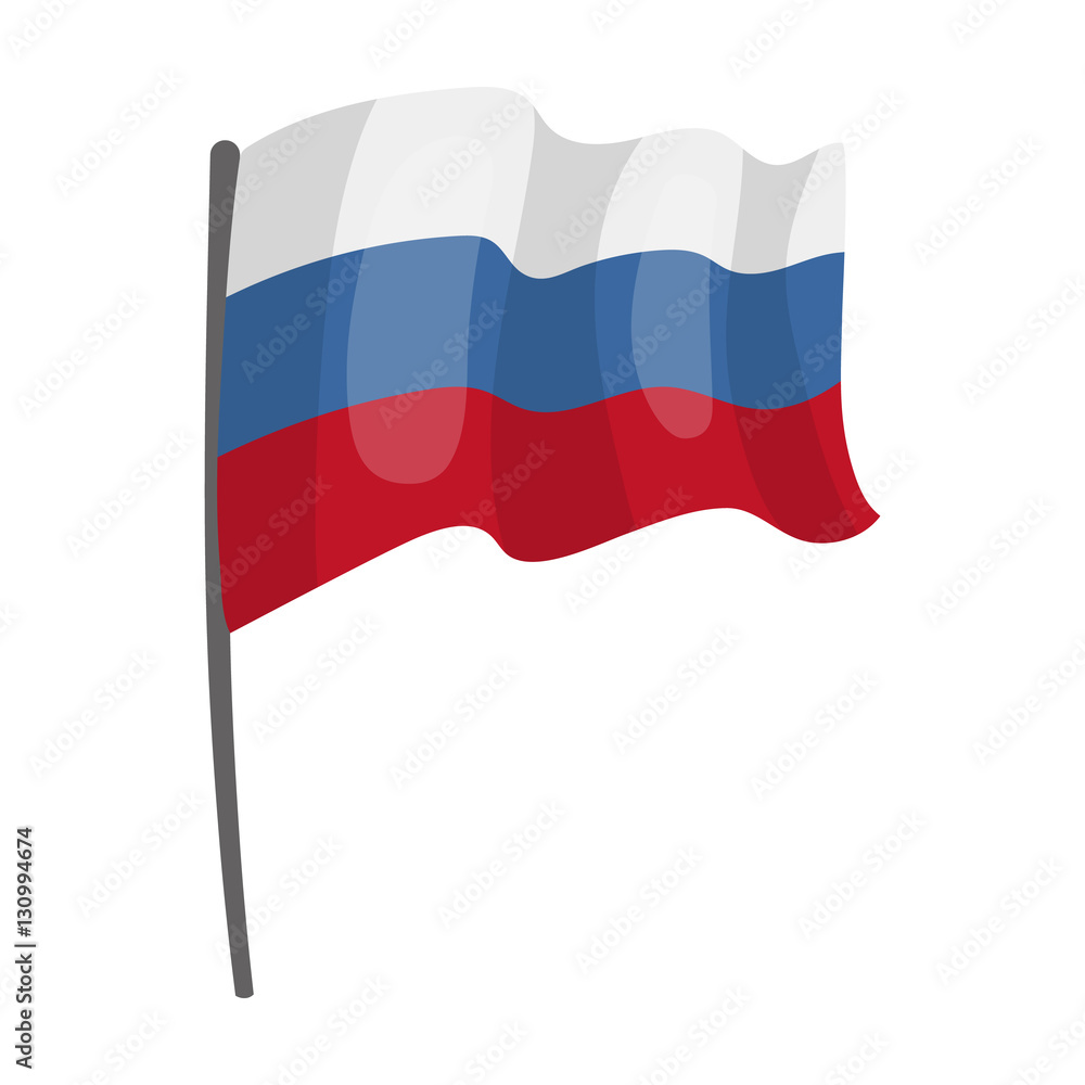 Russian flag icon in cartoon style isolated on white background ...