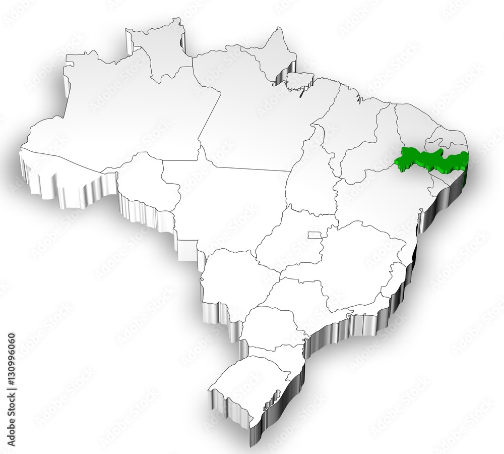 Brazilian map with Pernambuco state highlighted Stock Illustration ...
