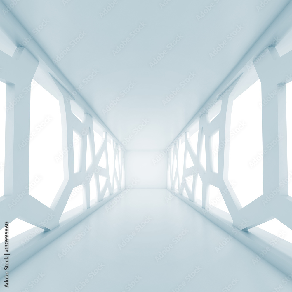 3 d interior with big futuristic windows Stock Illustration | Adobe Stock