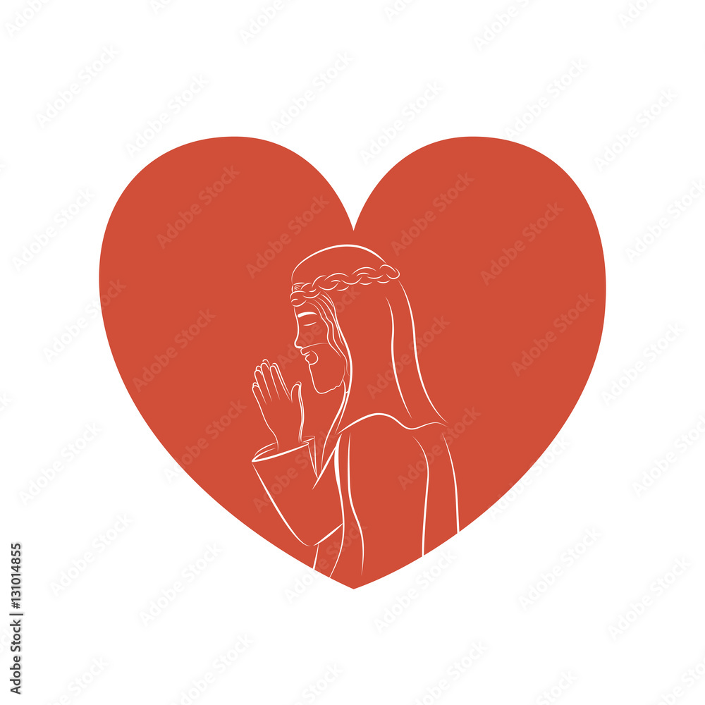 Jesus inside heart icon. Religion faith pray and belief theme. Isolated ...