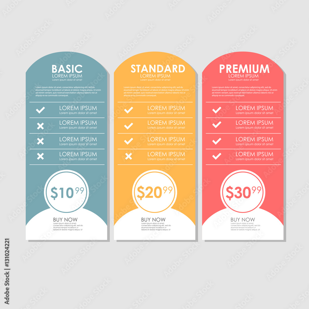 Set offer tariffs. ui ux vector banner for web app. set pricing table ...