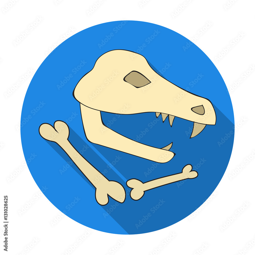 Dinosaur fossils icon in flat style isolated on white background. Stone ...