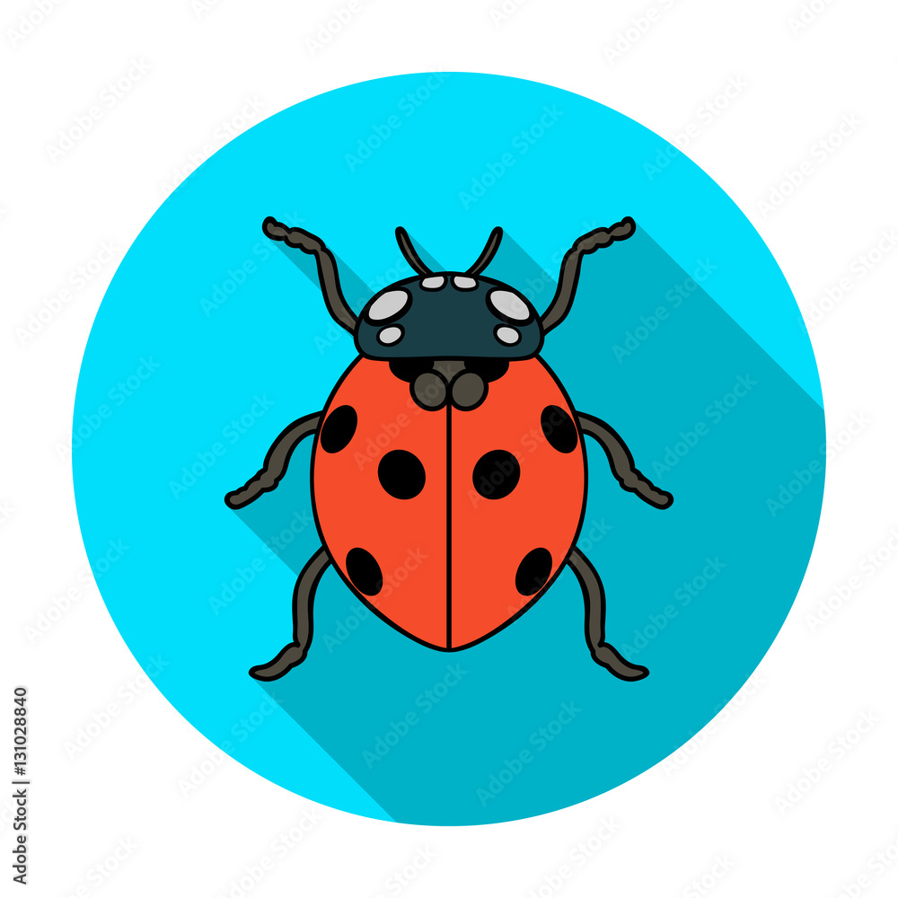 Ladybug icon in flat style isolated on white background. Insects symbol ...