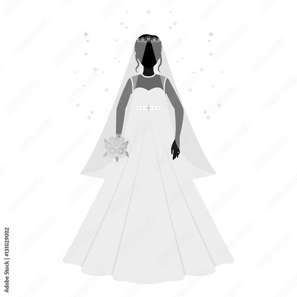 Bride icon in monochrome style isolated on white background. Bride ...