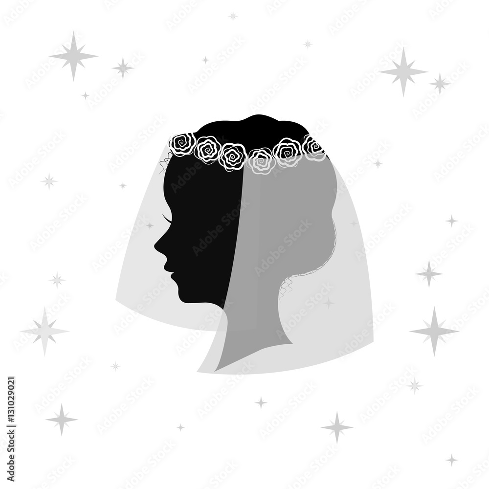Bridal veil icon in monochrome style isolated on white background ...