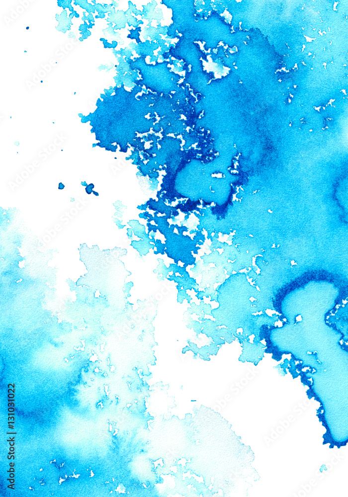 Abstract blue watery frame.Aquatic backdrop.Ink drawing.Watercolor hand ...