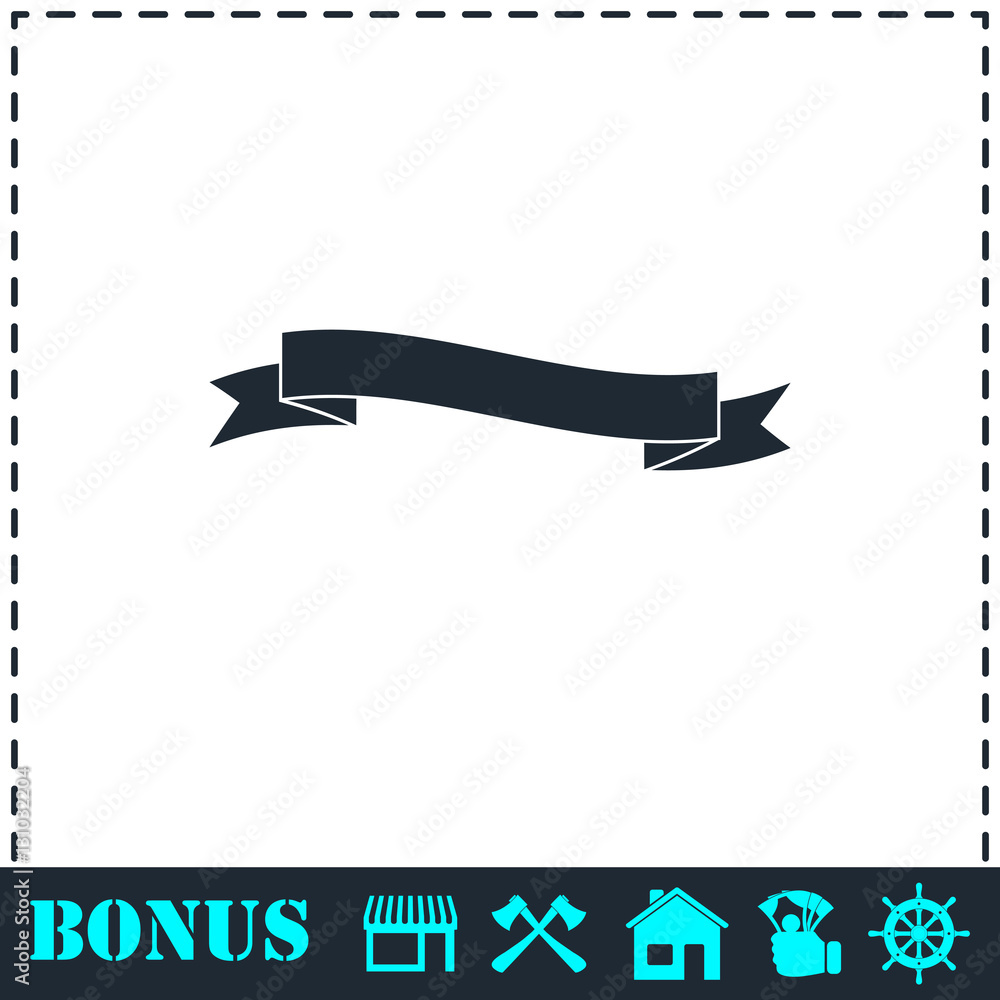 Ribbon icon flat Stock Vector | Adobe Stock
