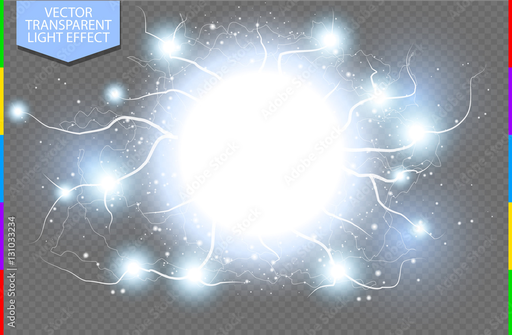 Blue abstract energy shock explosion special light effect with spark ...