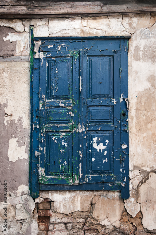 Old blue window on old building Stock Photo | Adobe Stock