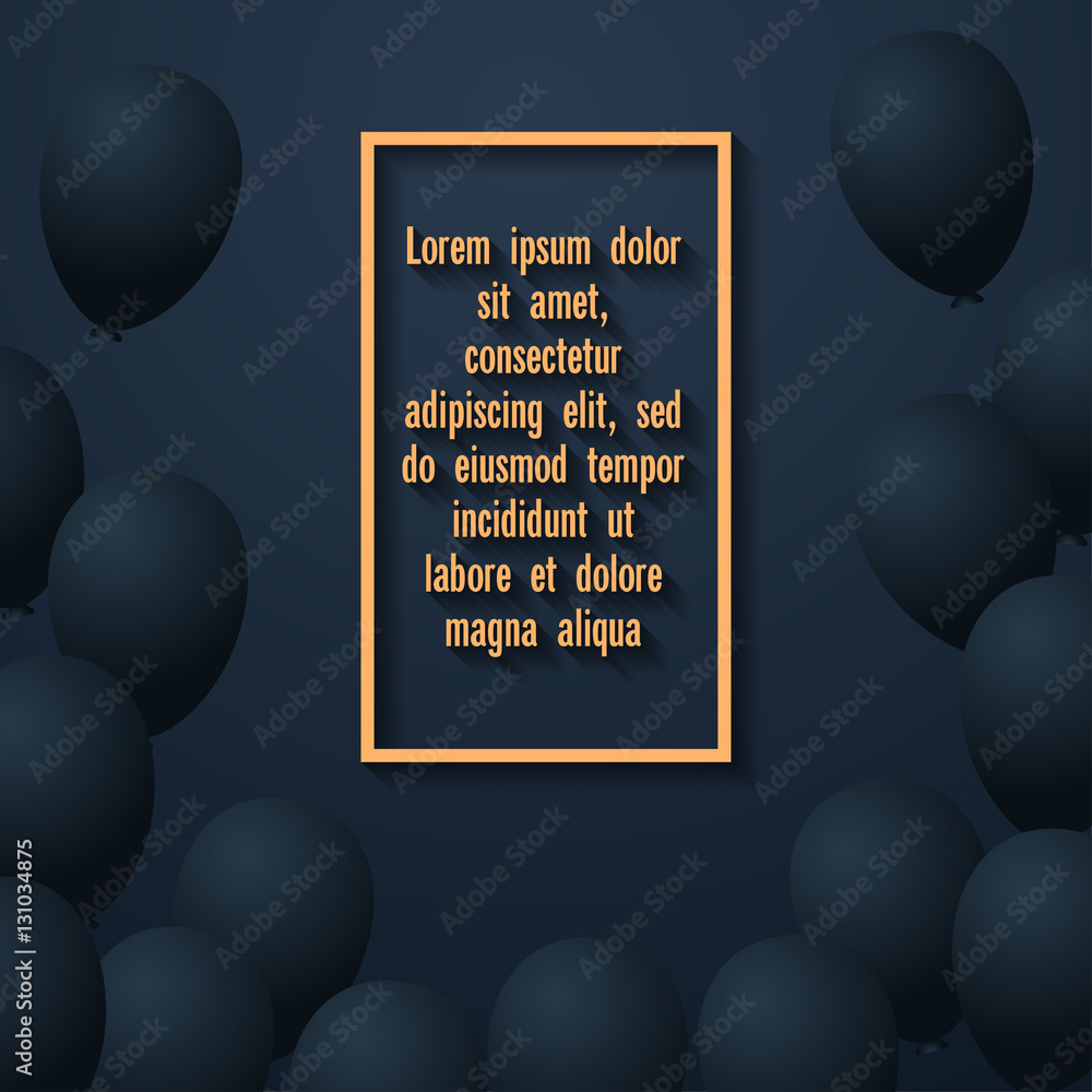 Black balloons Vector illustration Many matt black balloons are being ...