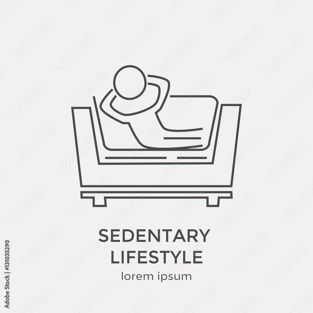 Icon of sedentary lifestyle. Modern thin line icons set. Flat design ...