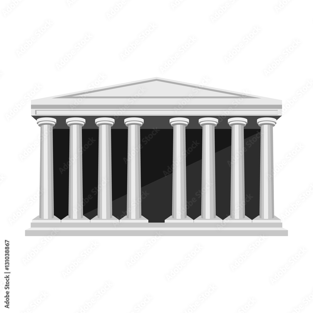 Antique greek temple icon in monochrome style isolated on white ...