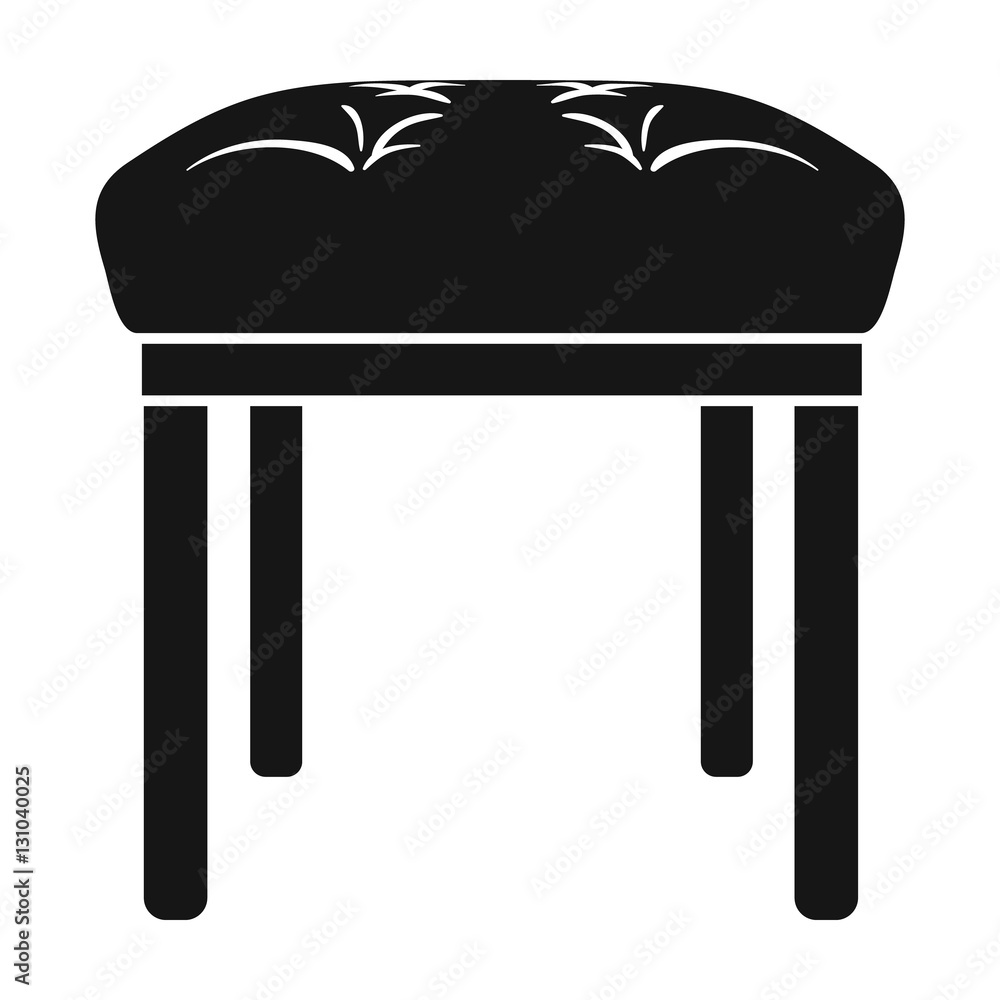 Stool icon in black style isolated on white background. Furniture and ...