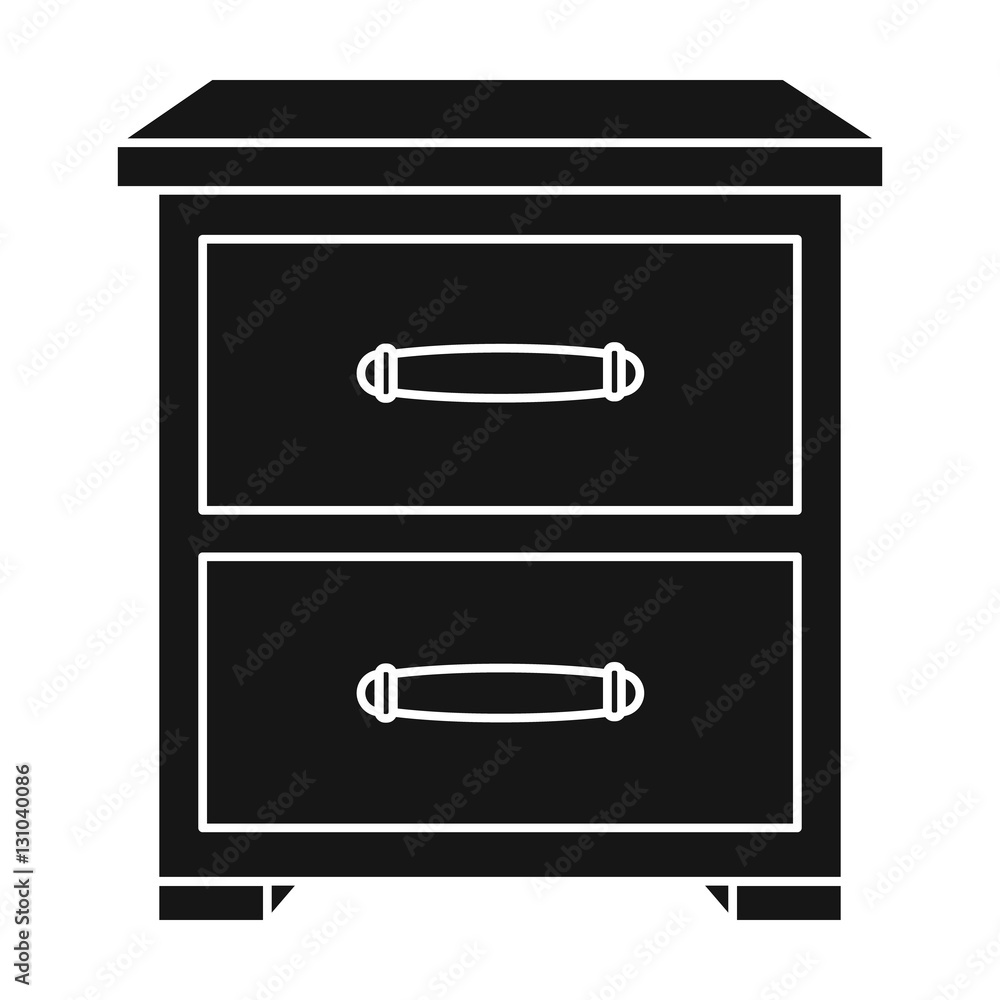 Bedside table icon in black style isolated on white background ...